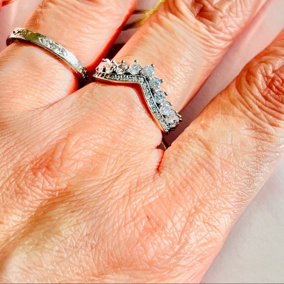 Jewelry | Miss America Crown Prong Set Clear Crystal Cz Halfeternity ...